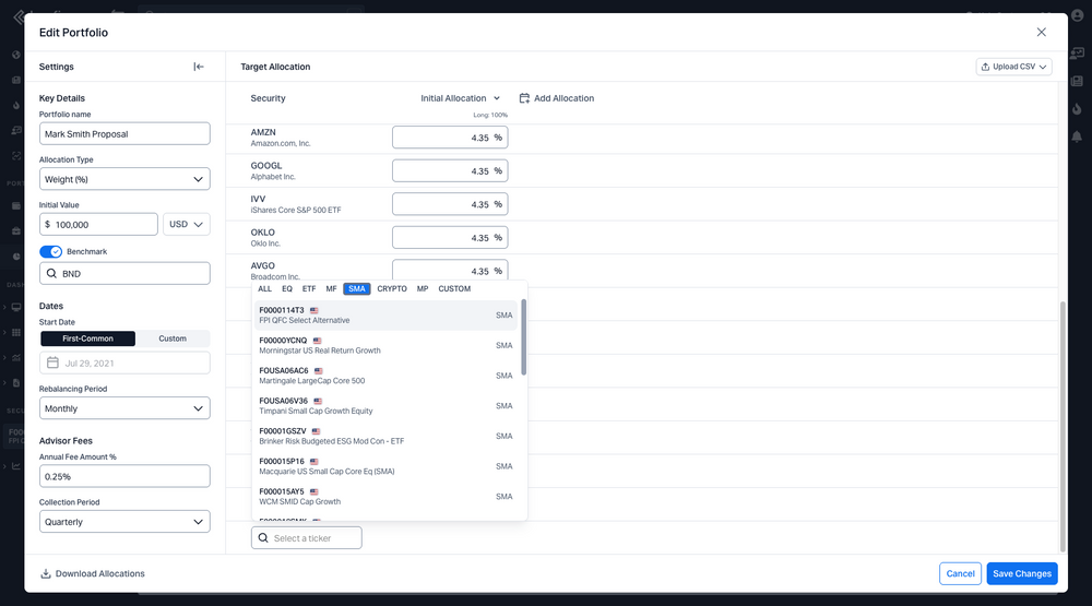 v3.74: Separately Managed Accounts (SMAs)