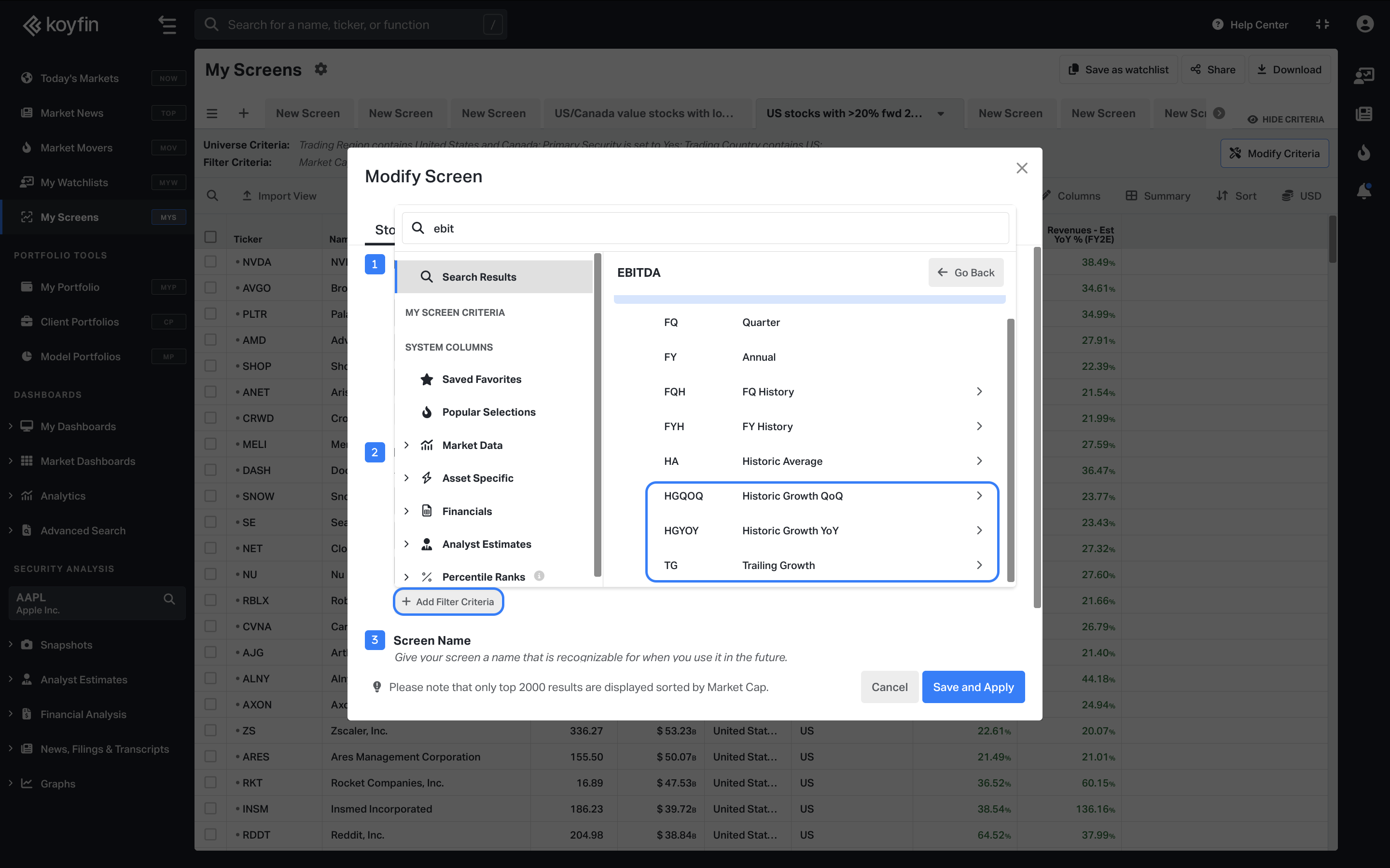 v3.72: Historical Growth Rates in Watchlist & Screener