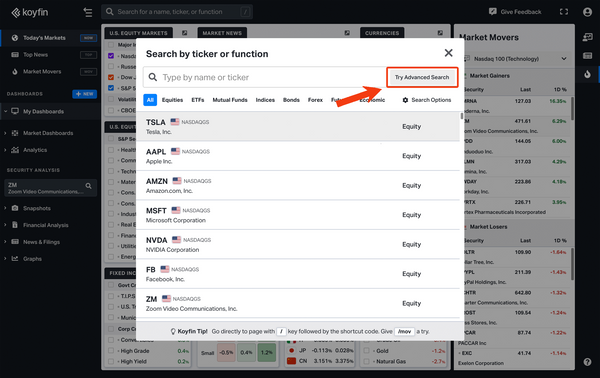 Command Bar & Search | Koyfin.com